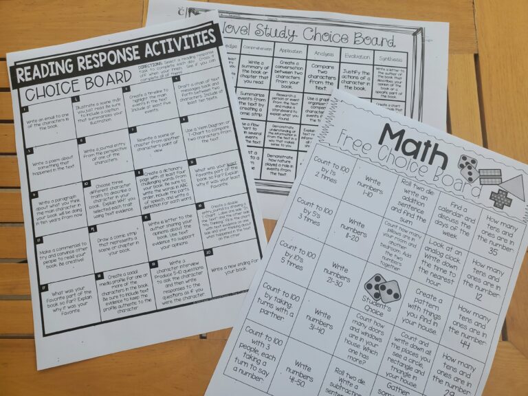 How to Differentiate with Choice Boards - Seeds for Teachers